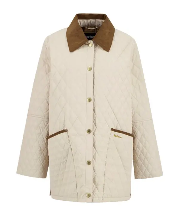 Barbour Logo Quilted Jacket With Corduroy Collar - Nude