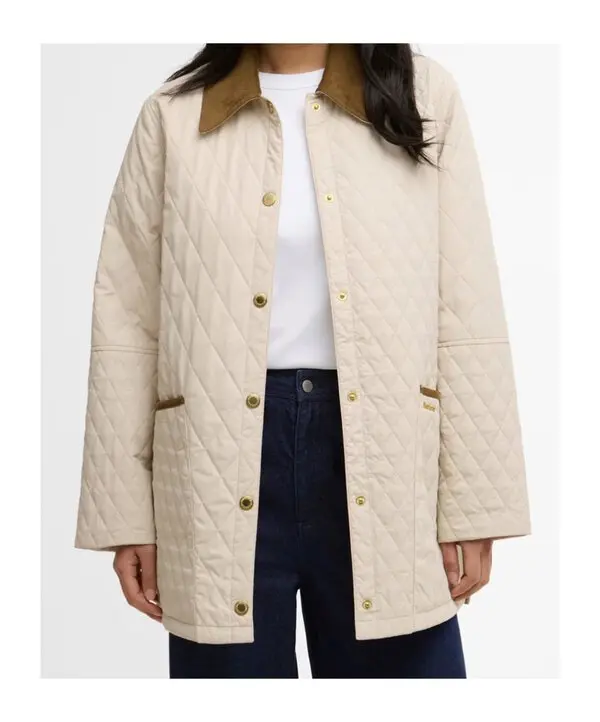 Barbour Logo Quilted Jacket With Corduroy Collar