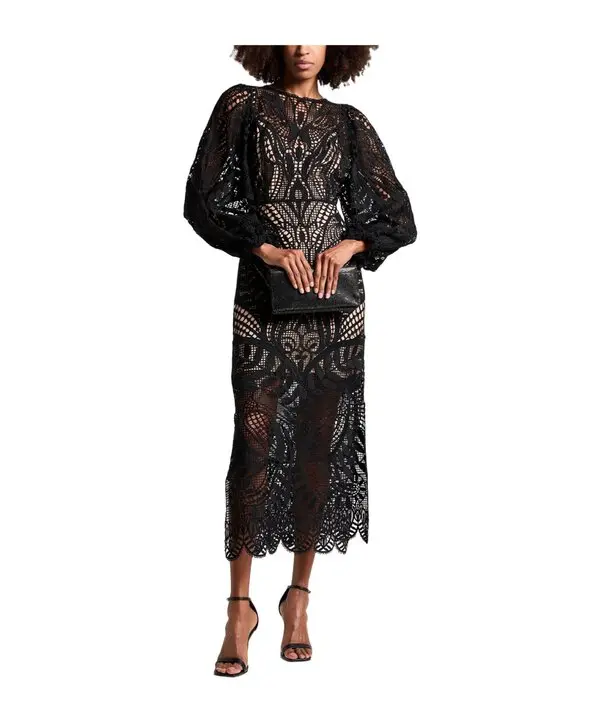 Farm Rio Lace Long Sleeve Dress