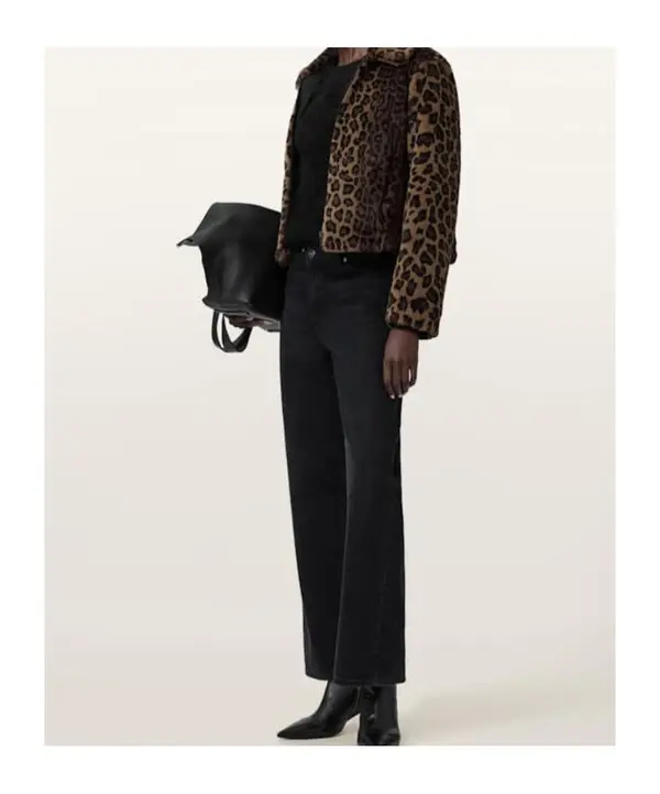 ALLSAINTS Leopard-print Zip-up Cropped Jacket - Leopard Brown