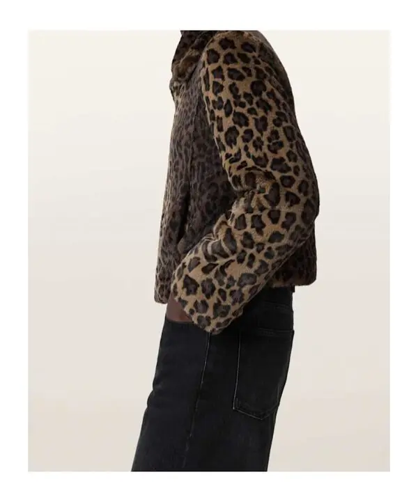ALLSAINTS Leopard-print Zip-up Cropped Jacket - Leopard Brown