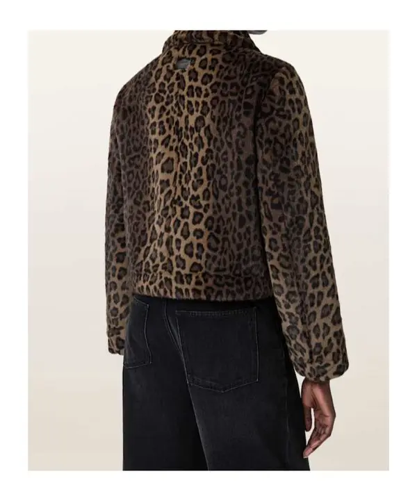 ALLSAINTS Leopard-print Zip-up Cropped Jacket - Leopard Brown