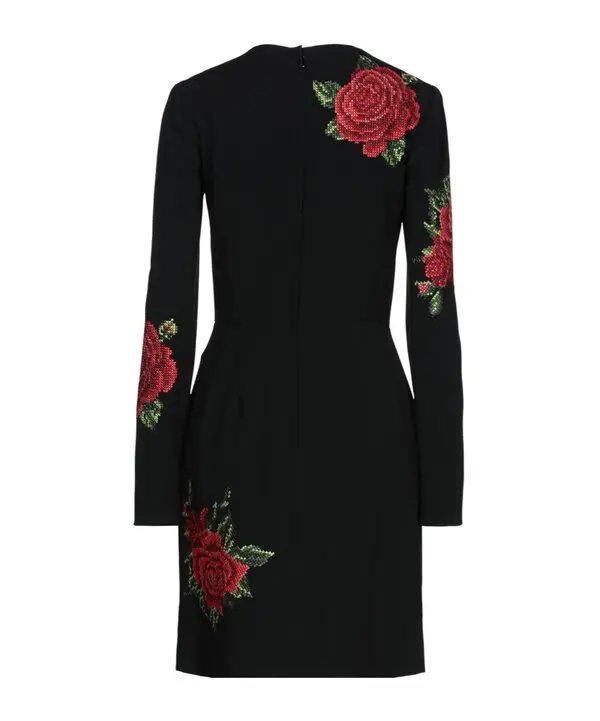 Dolce & Gabbana Floral Embroidered Long Sleeve Dress