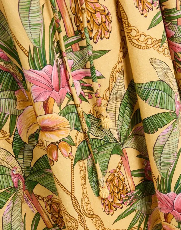 Farm Rio One-shoulder Hawaiian Print Belted Midi Dress