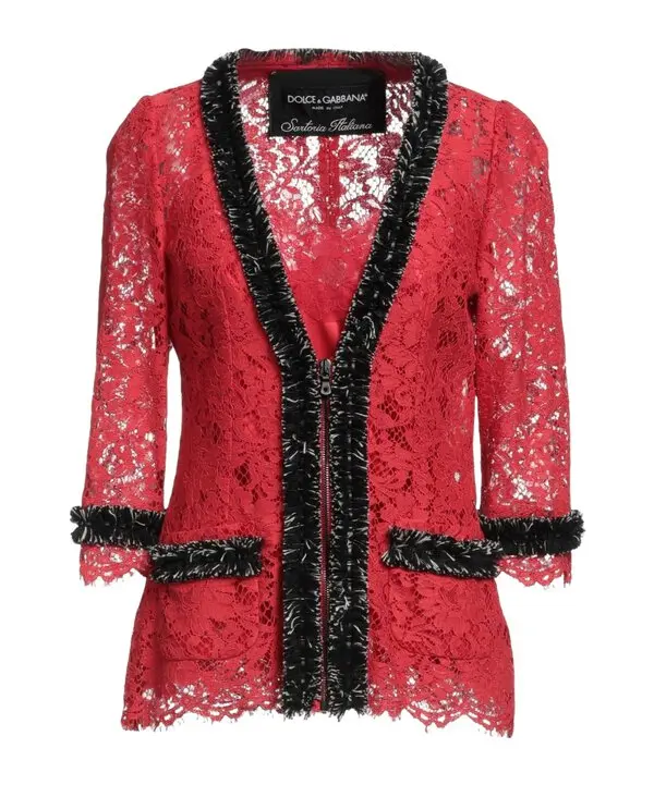 Dolce & Gabbana Multi-colored Lace Coat - Red