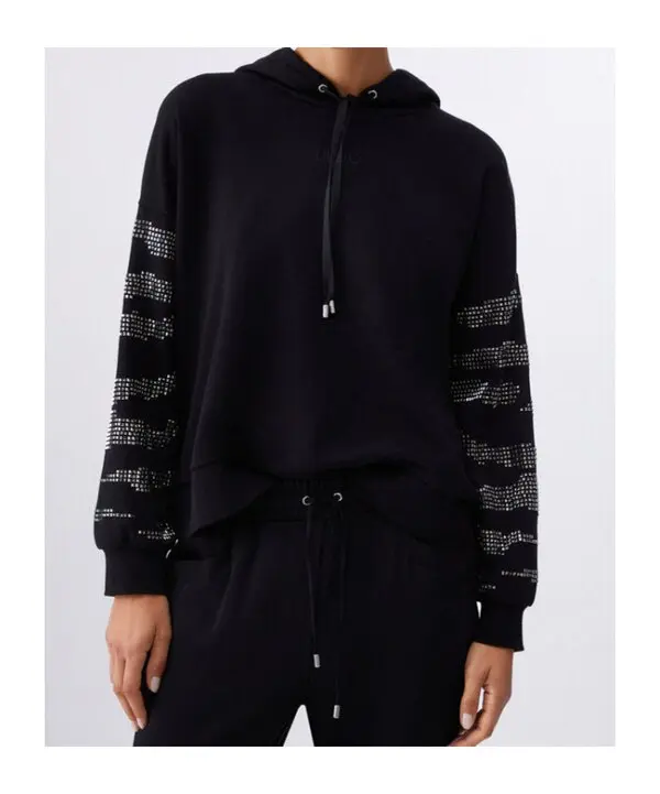 Liu Jo Long-sleeve Drawstring Hoodie With Embellished Sleeves