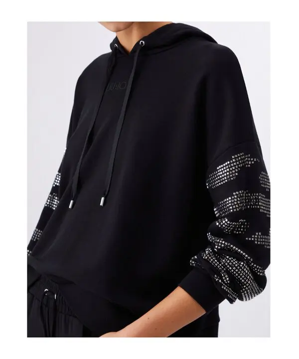 Liu Jo Long-sleeve Drawstring Hoodie With Embellished Sleeves