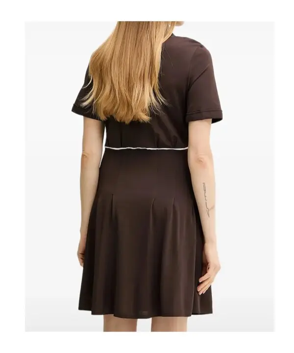 Liu Jo Collared Pleated Mini Dress - Dark Brown