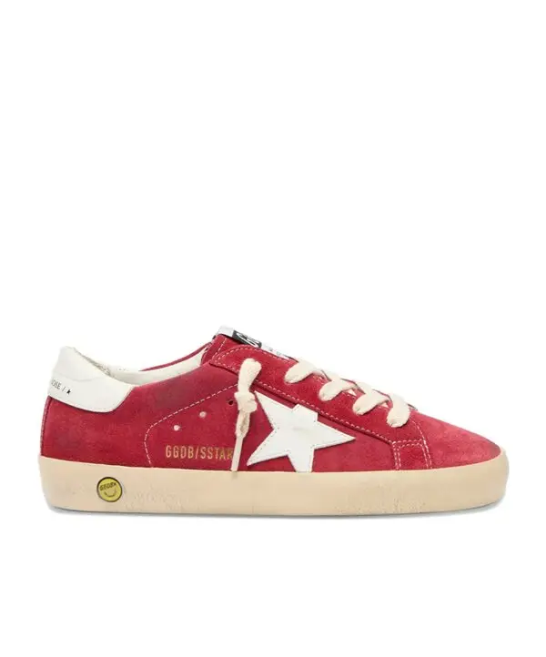 GOLDEN GOOSE Young Super-star In Suede With White Leather Star And Heel Tab - Red