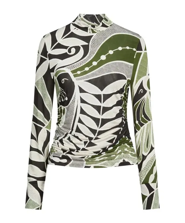 Farm Rio Long-sleeve Floral Base Layer Top - Green