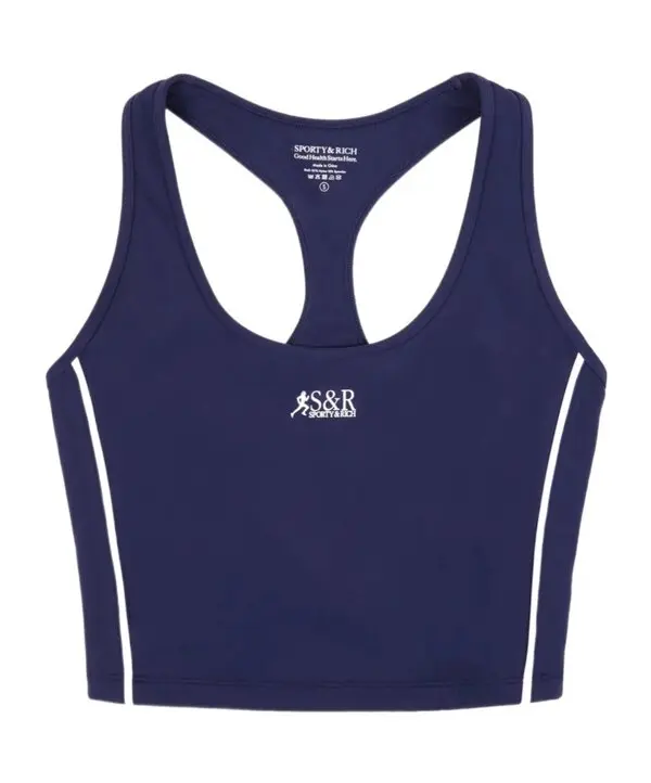 SPORTY  RICH Sporty & Rich Sr Runner Sports Crop Tank Top - Blue