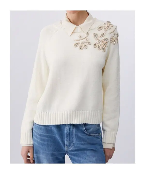 Liu Jo Striped Embellished Sweater