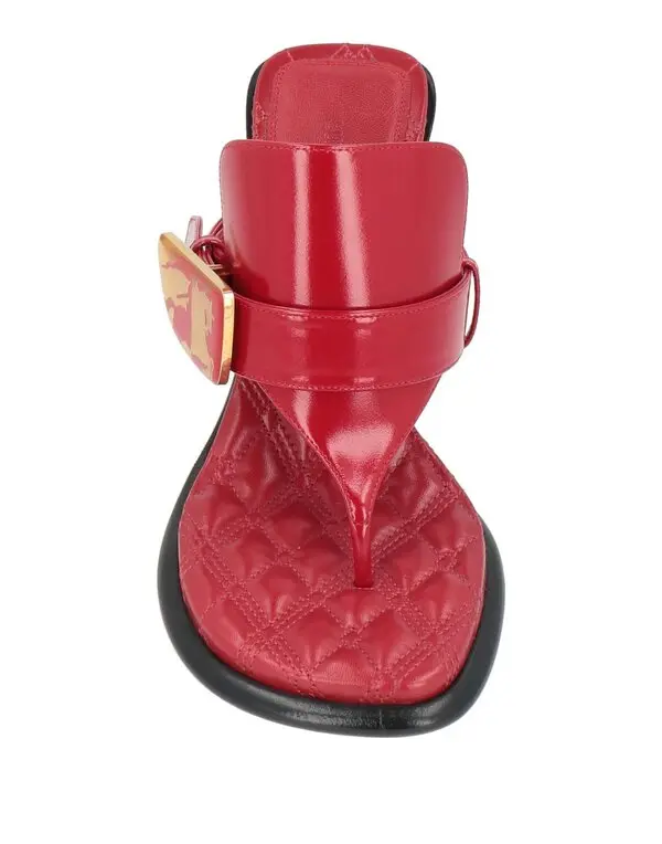 Burberry Leather Thong Sandals With Geometric Heels - Red