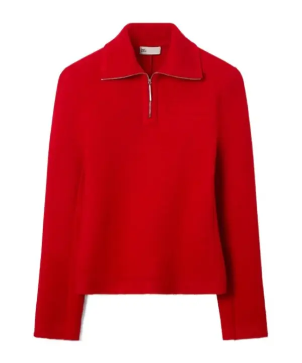 Tory Burch Half-zip Wool Polo Shirt - Royal Red