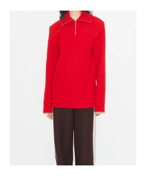 Tory Burch Half-zip Wool Polo Shirt - Royal Red