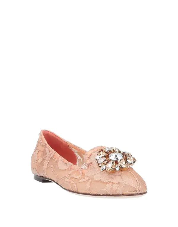 Dolce & Gabbana Lace Appliquéd Loafers - Nude