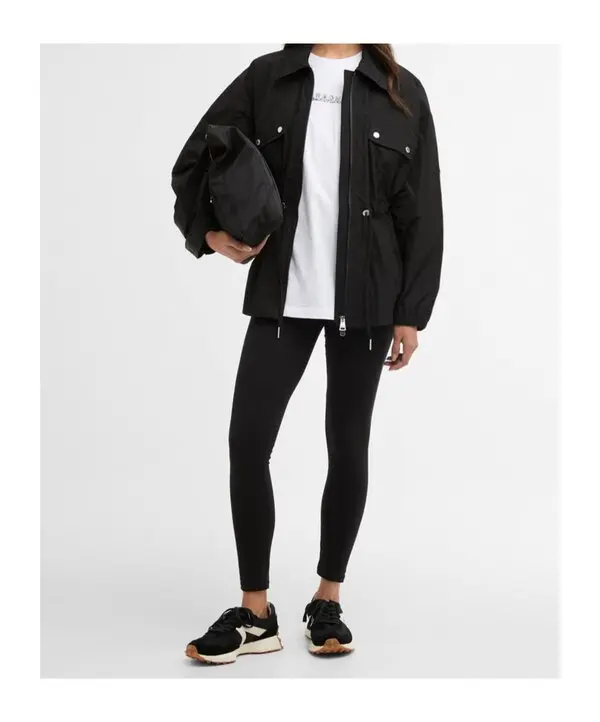 Barbour Collared Zip-up Jacket With Adjustable Waist And Patch Pockets