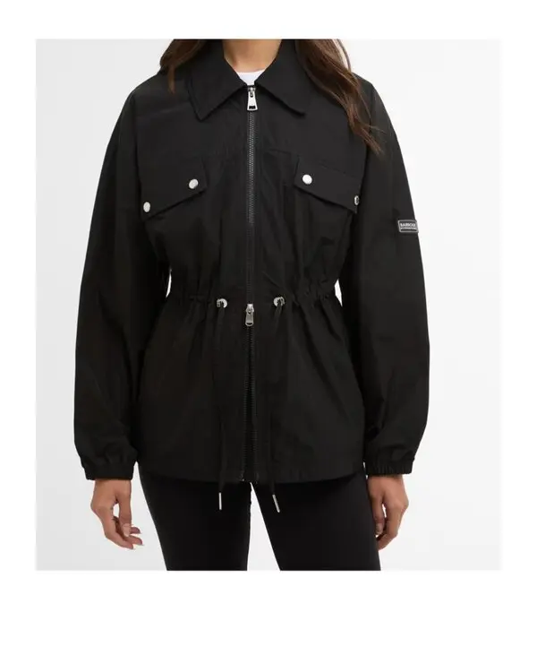 Barbour Collared Zip-up Jacket With Adjustable Waist And Patch Pockets