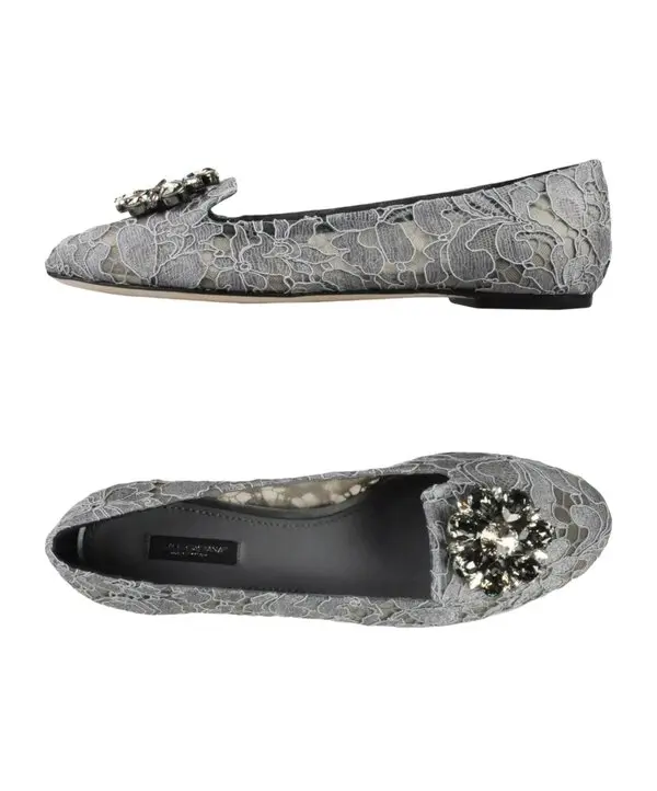 Dolce & Gabbana Lace Print Loafers - Gray
