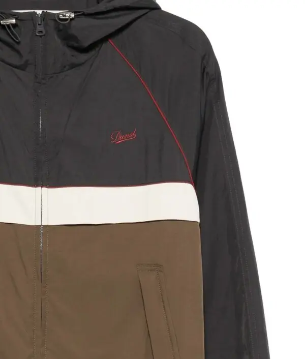 DUNST Hooded Colour-block Windbreaker - Charcoal-grey