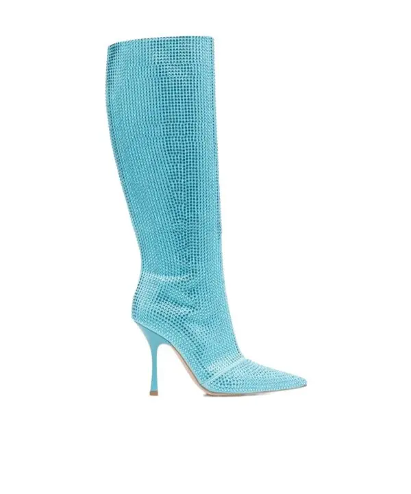 Liu Jo Crystal-embellished Pointed-toe Boots - Blue