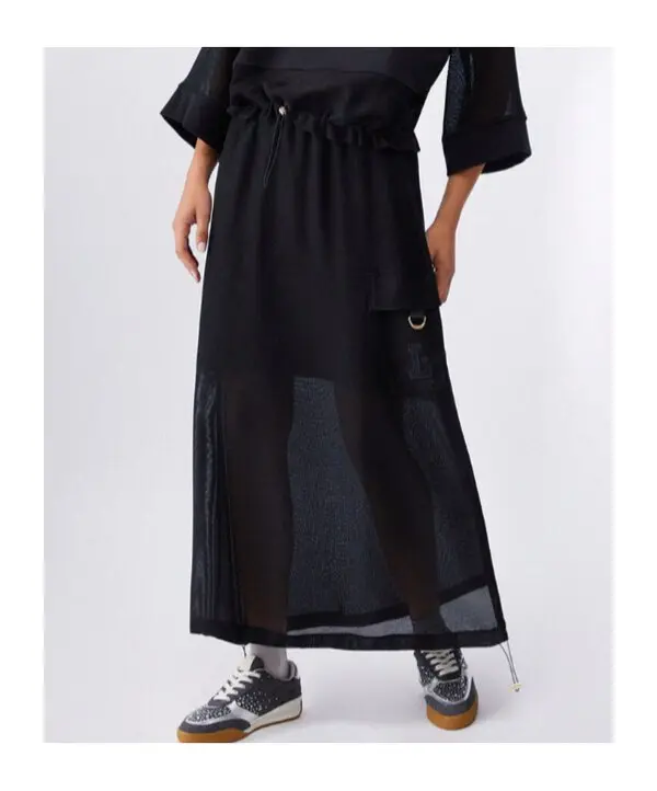 Liu Jo Maxi Mesh Skirt - Black