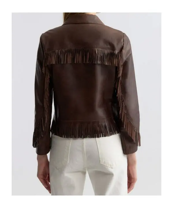 NILI LOTAN Fringed Patch-pocket Leather Jacket