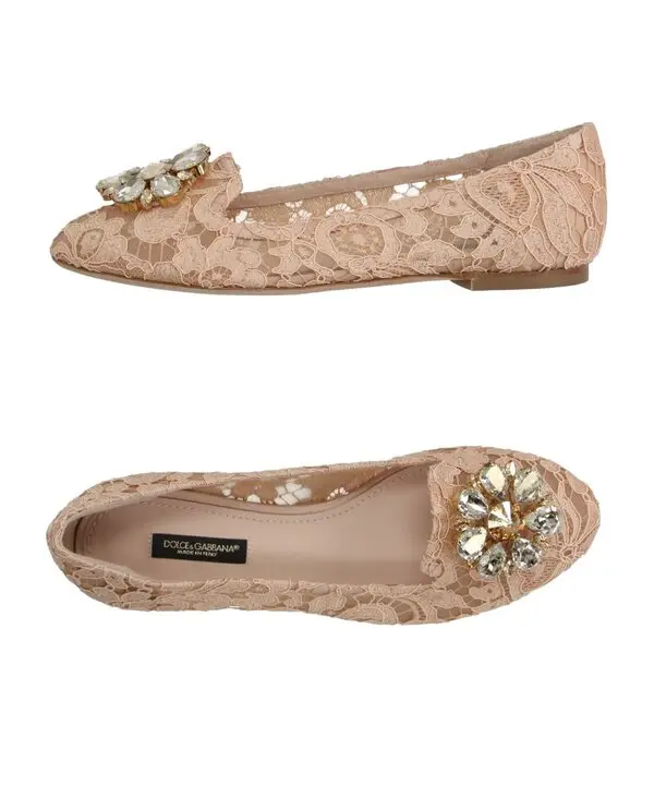 Dolce & Gabbana Lace Embellished Loafers - Nude