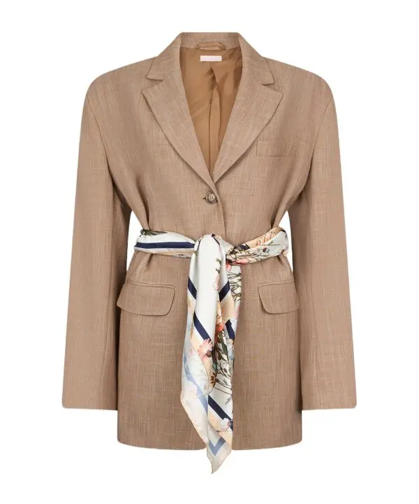 Liu Jo Single Breasted Blazer With Printed Scarf Detail