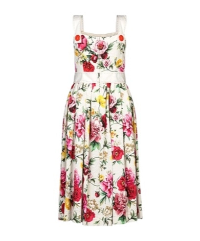 Dolce & Gabbana Floral Print Square Neck Sleeveless Dress