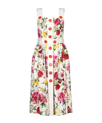 Dolce & Gabbana Floral Print Square Neck Sleeveless Dress