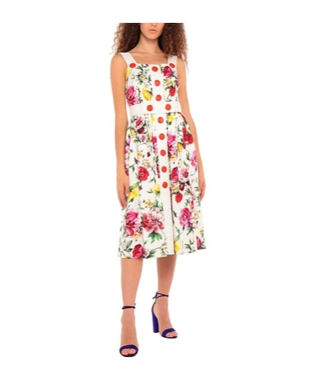 Dolce & Gabbana Floral Print Square Neck Sleeveless Dress