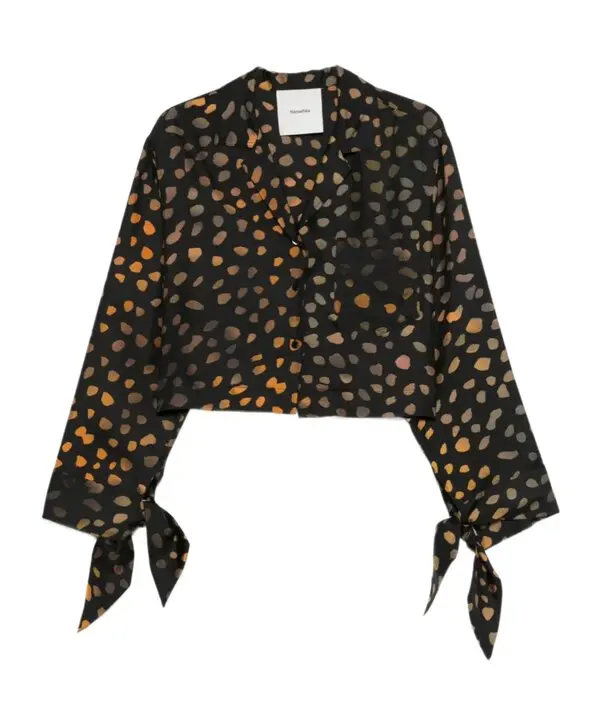 Nanushka Polka Dot Silk Cropped Shirt