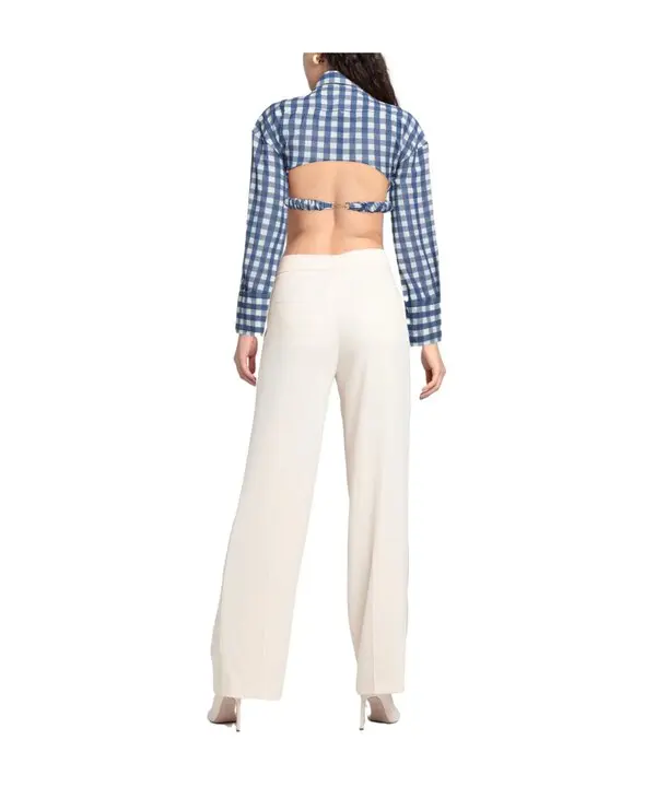Jacquemus Long Sleeve Plaid Shirt With Twist Detail