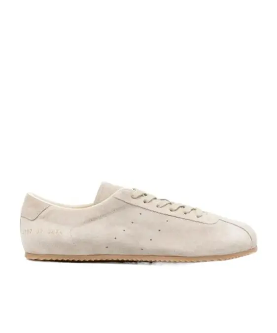 COMMON PROJECTS Suede Lace-up Sneakers With Carved Details - Nude