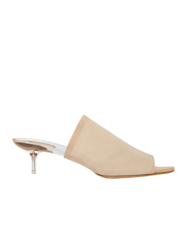 COURREGES Square-toe Sandals With Transparent Heel - Dune