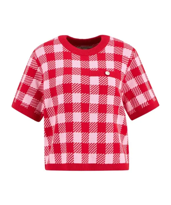 Barbour Plaid Short Sleeve Knit Sweater