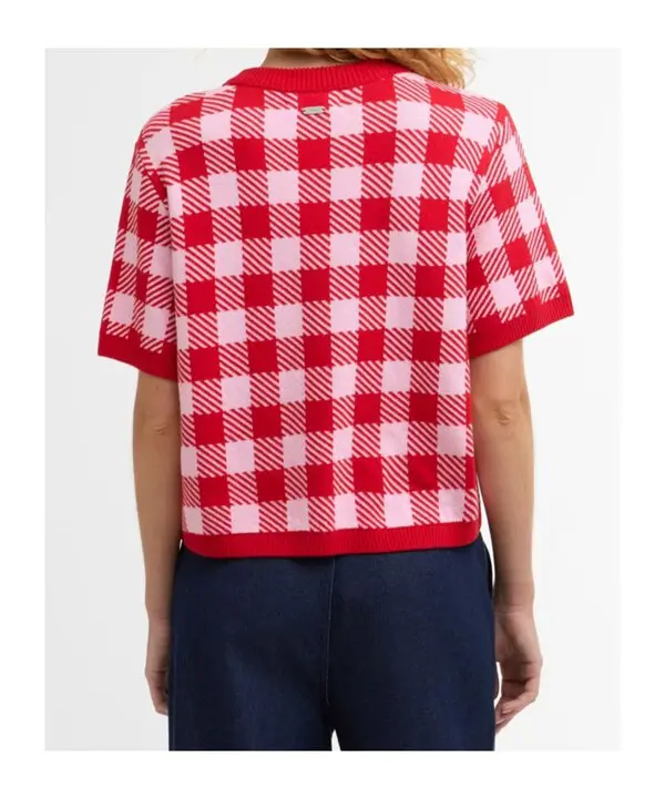 Barbour Plaid Short Sleeve Knit Sweater