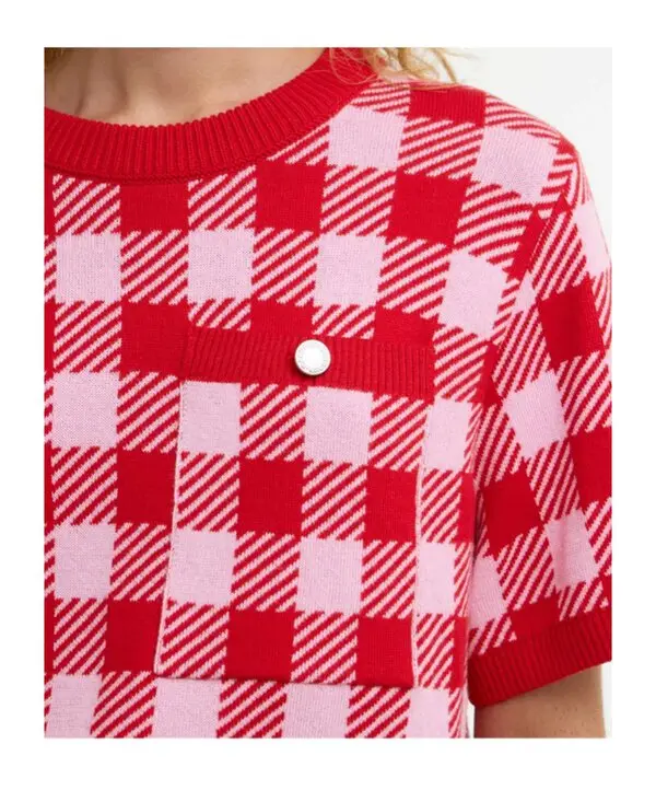 Barbour Plaid Short Sleeve Knit Sweater