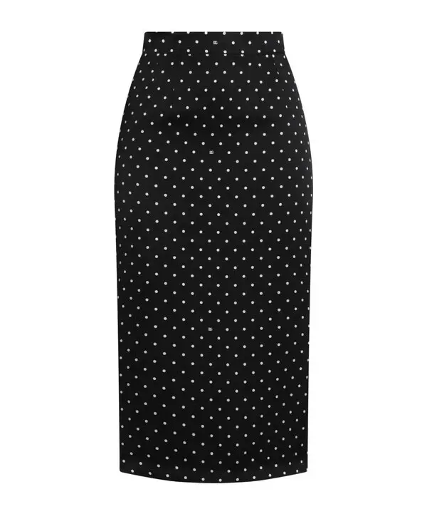 Dolce & Gabbana Polka Dot Midi Pencil Skirt - Black