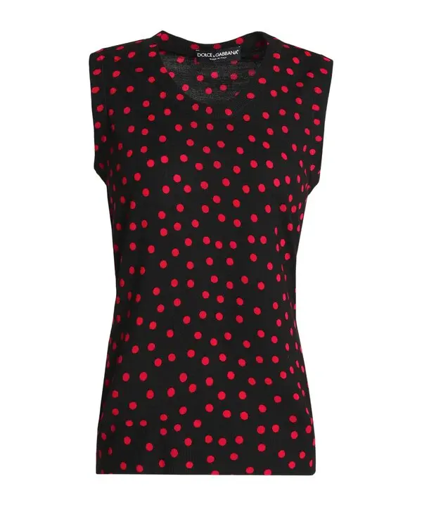 Dolce & Gabbana Polka-dot Sleeveless Knit Top