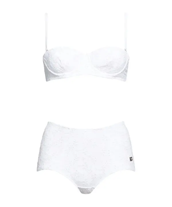 Dolce & Gabbana Strapless Underwire Bikini With High Waisted Bottoms - White