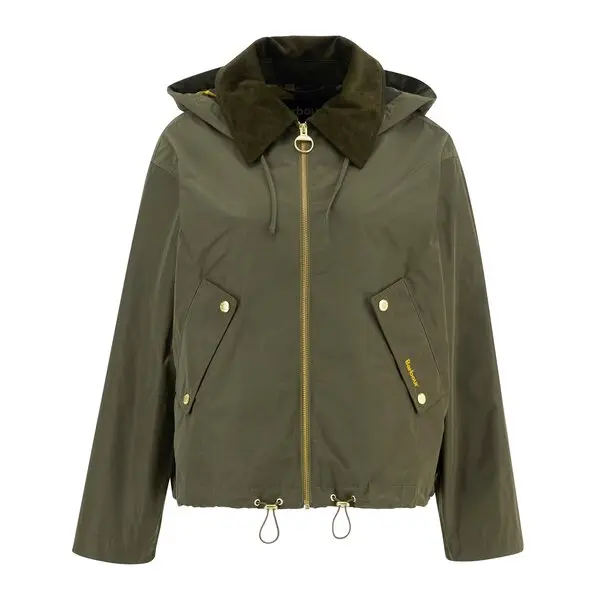 Barbour Hooded Casual Jacket With Zip Closure And Adjustable Hem - Green