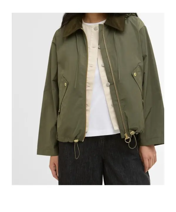Barbour Hooded Casual Jacket With Zip Closure And Adjustable Hem - Green