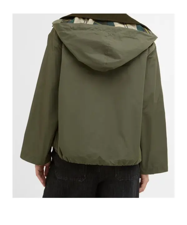 Barbour Hooded Casual Jacket With Zip Closure And Adjustable Hem - Green