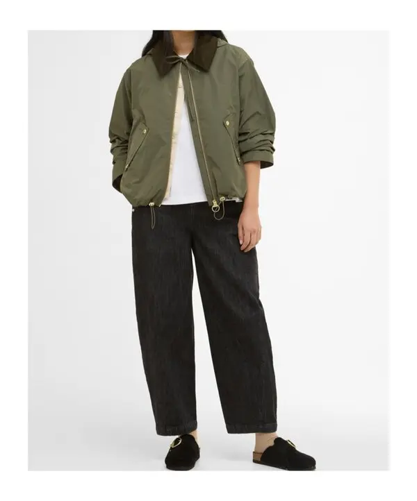 Barbour Hooded Casual Jacket With Zip Closure And Adjustable Hem - Green