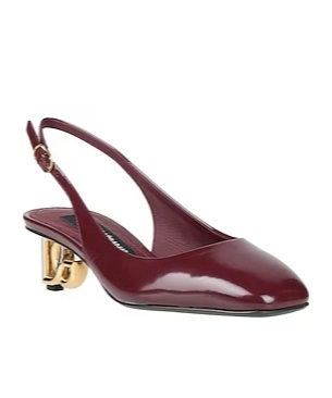 Dolce & Gabbana Glossed Leather Slingback Pumps With Sculptural Heel