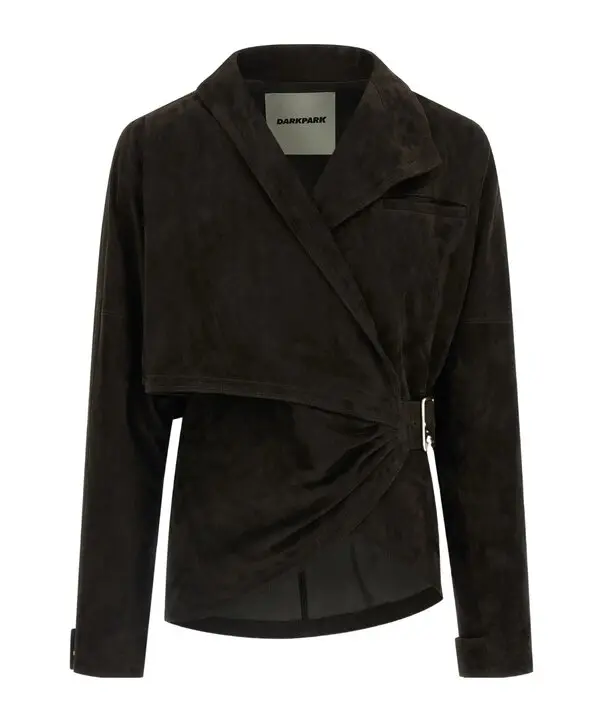 DARKPARK Cindy Crossed-button Suede Jacket - Black