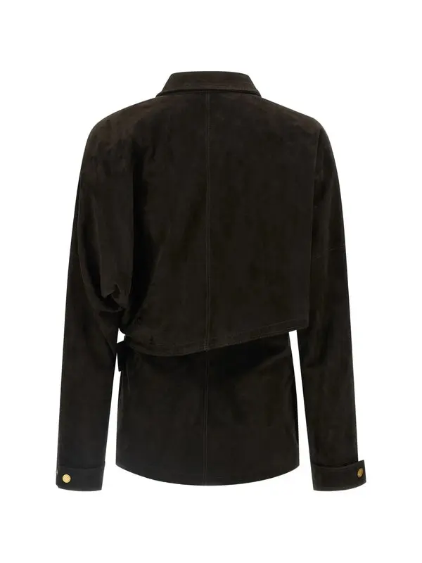 DARKPARK Cindy Crossed-button Suede Jacket - Black