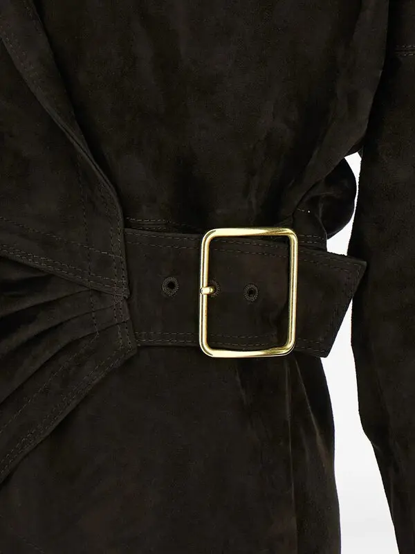 DARKPARK Cindy Crossed-button Suede Jacket - Black